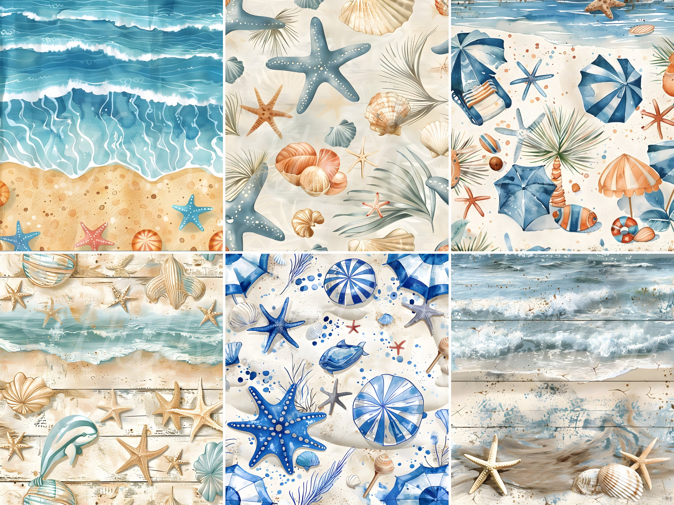 Vintage Beach Digital Papers, Beach Themed, Scrapbook Paper 26 Pages ...