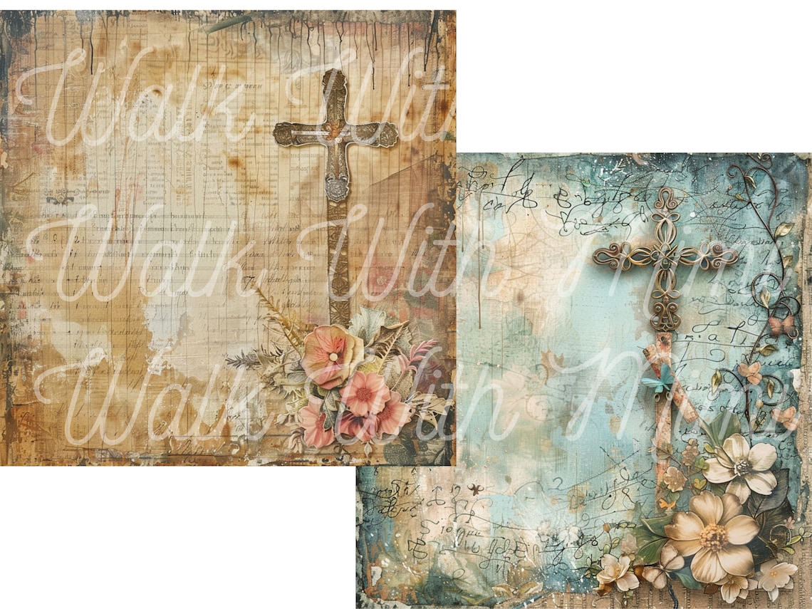 Cross Digital Paper, Christian, Prayer Journal, Junk Journal Paper ...