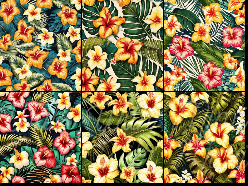 Hawaiian Digital Paper,florals, Birds, 21 Pages, High Quality, Instant ...