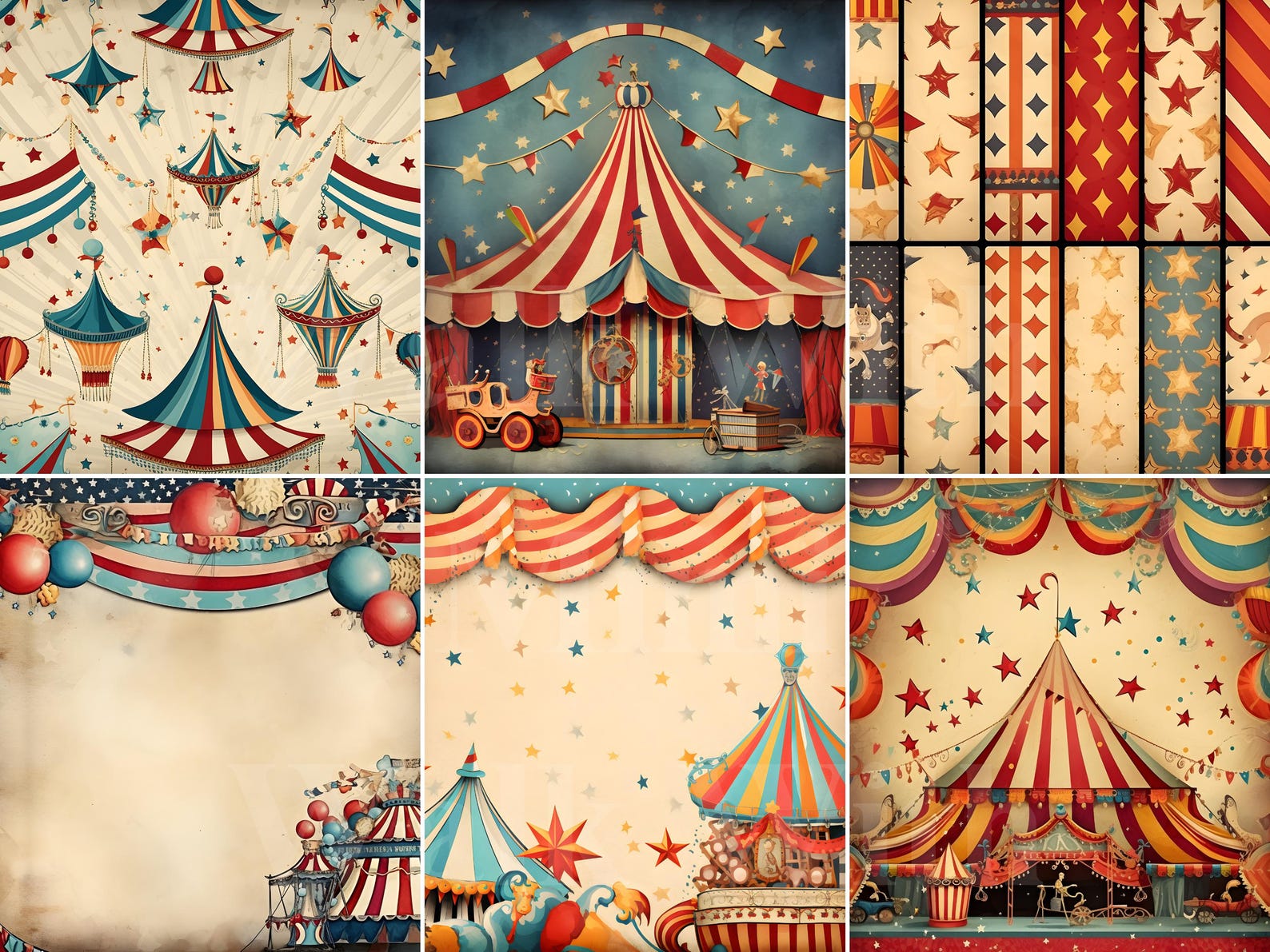 Circus Digital Papers. Vintage Circus, Scrapbooking, Junk Journal Kit ...