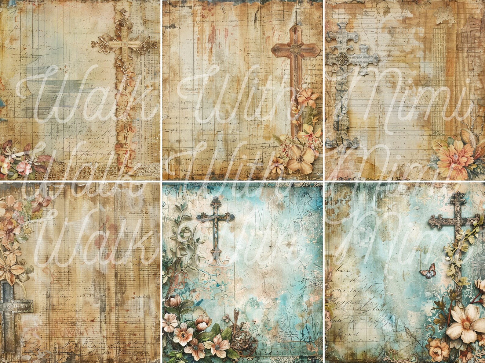 Cross Digital Paper, Christian, Prayer Journal, Junk Journal Paper ...