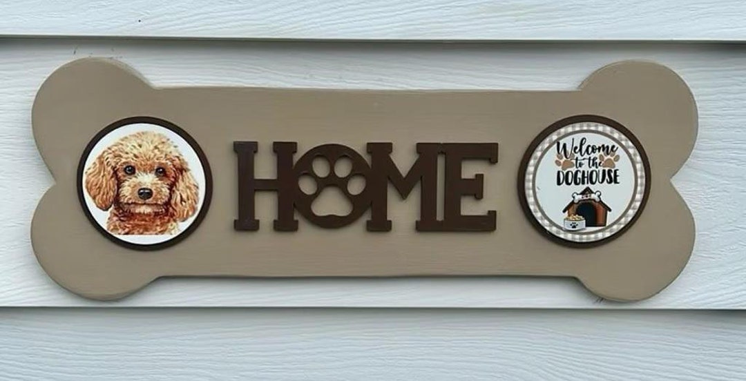 Goldendoodle HOME Dog Bone 3D HUGE Wood Decor Sign welcome to the ...