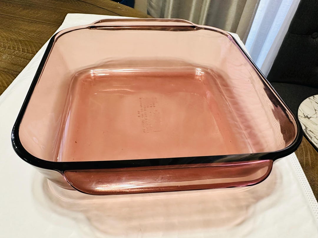 Rare VINTAGE 90's CRANBERRY PYREX Cake Pan 222-R 2 Qt & Casserole Pan ...
