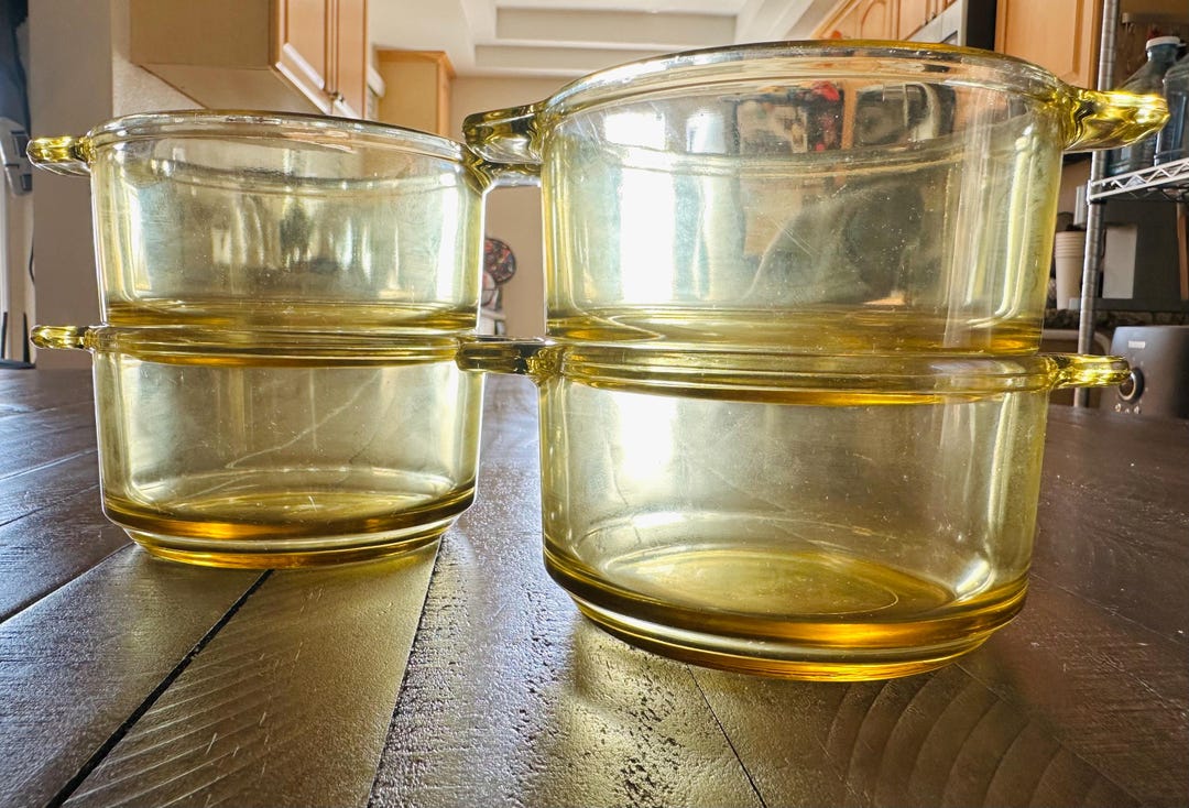 Vintage 70's DYNAWARE Brand PYR-O-REY #3 Glass Amber Yellow 6oz Mini ...