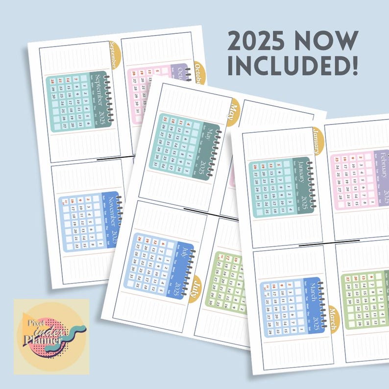 2024-2025 Monthly Planner Dividers Index Card Template - 12 Month Card ...