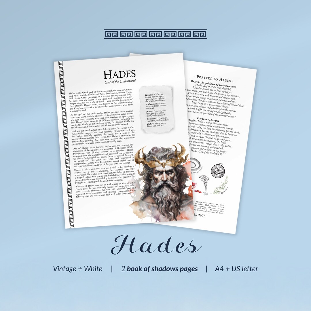 Hades God, Hades Book of Shadows Printable, Book of Shadows, Greek God ...