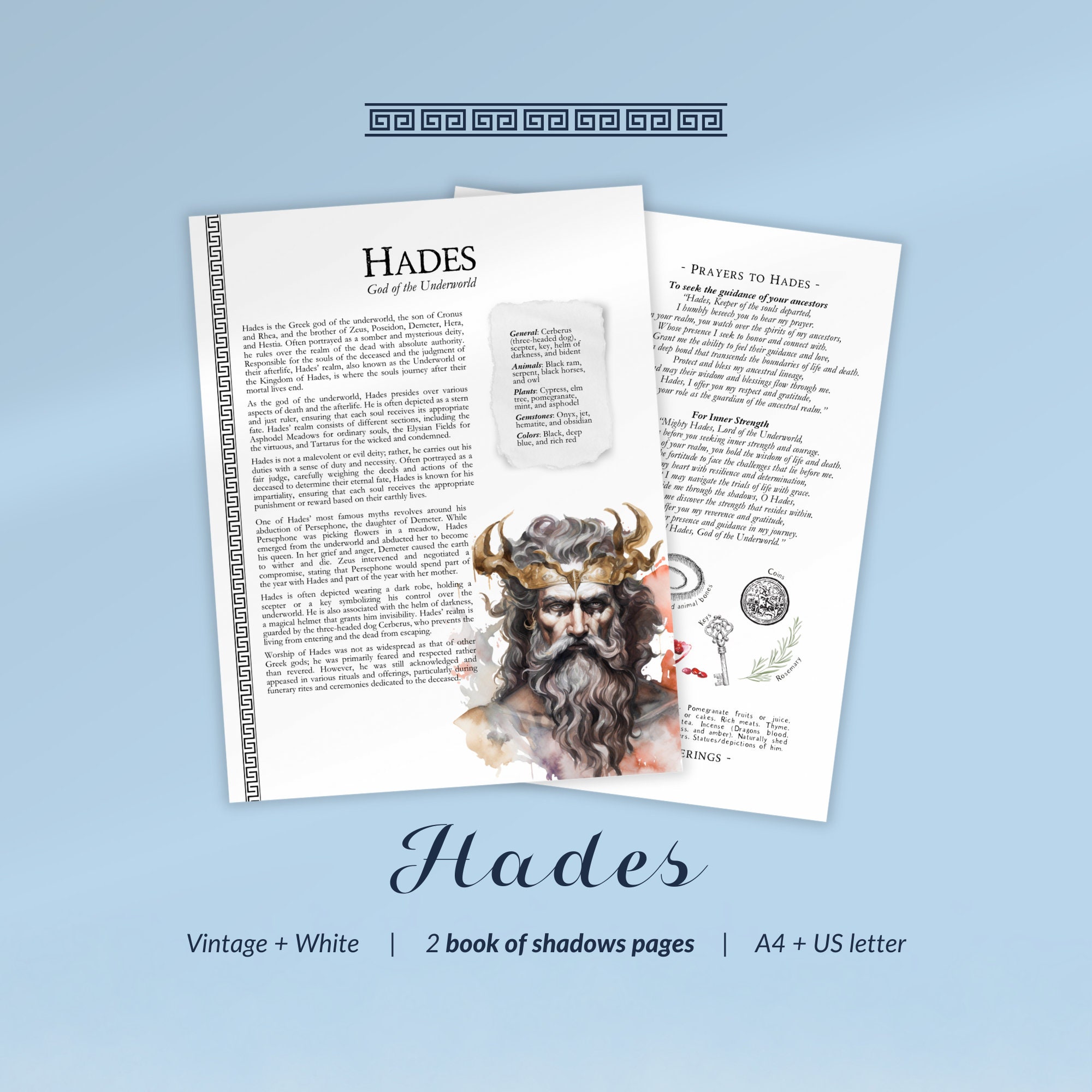 Hades God, Hades Book of Shadows Printable, Book of Shadows, Greek God ...