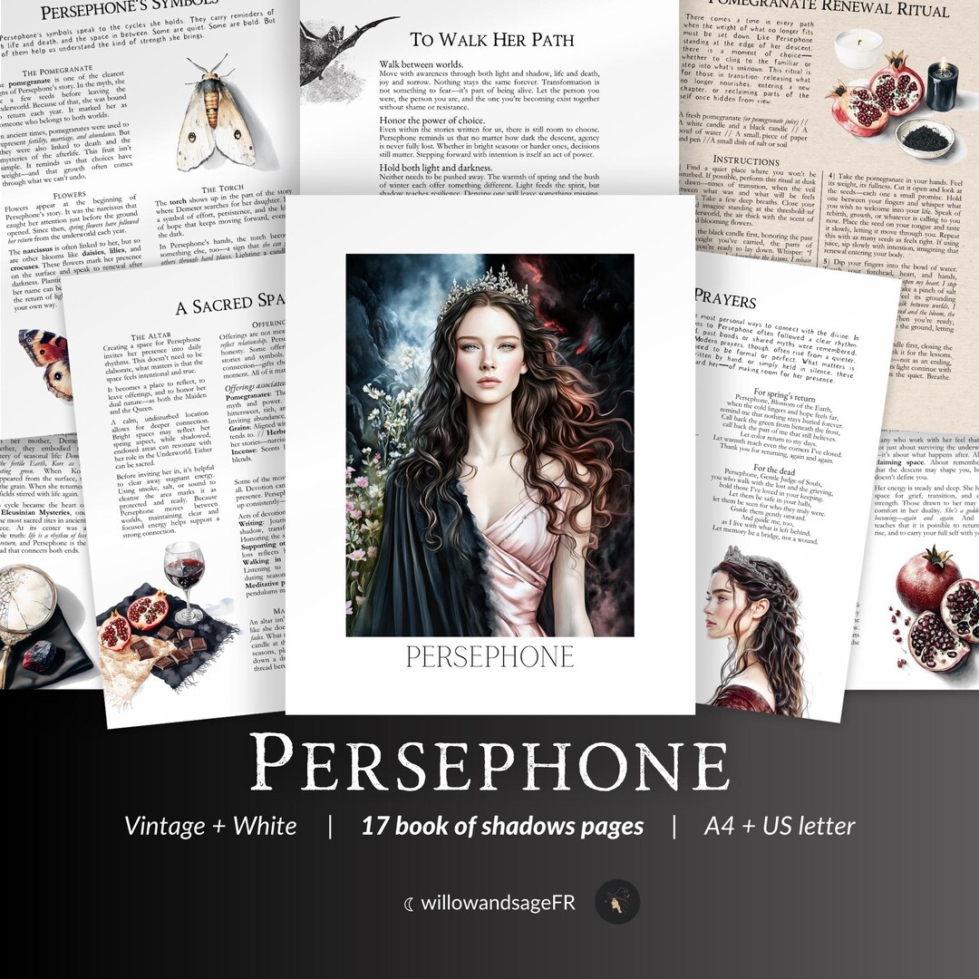 Goddess Persephone Book of Shadows Pages – Greek Mythology, Shadow Work ...