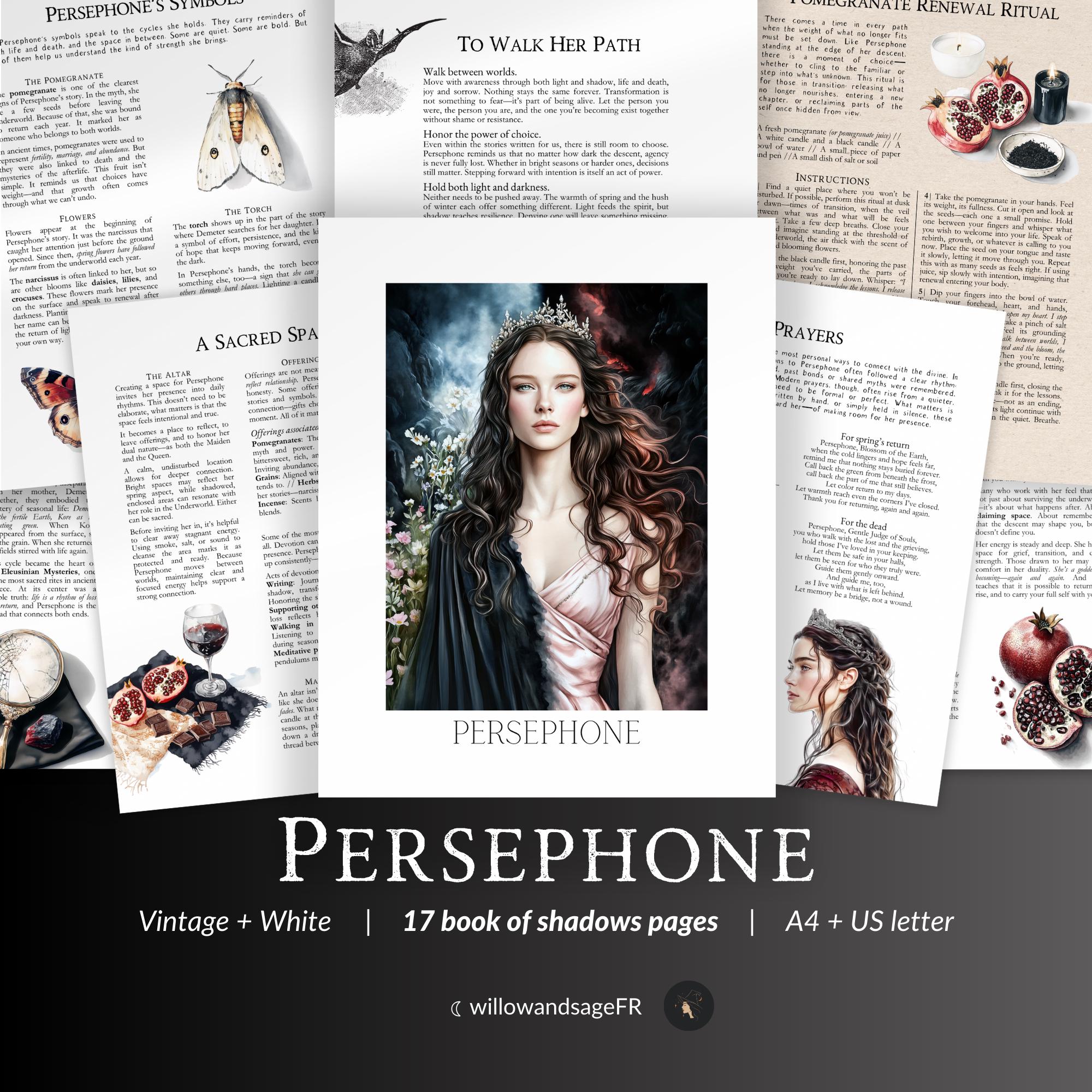 Goddess Persephone Book of Shadows Pages – Greek Mythology, Shadow Work ...