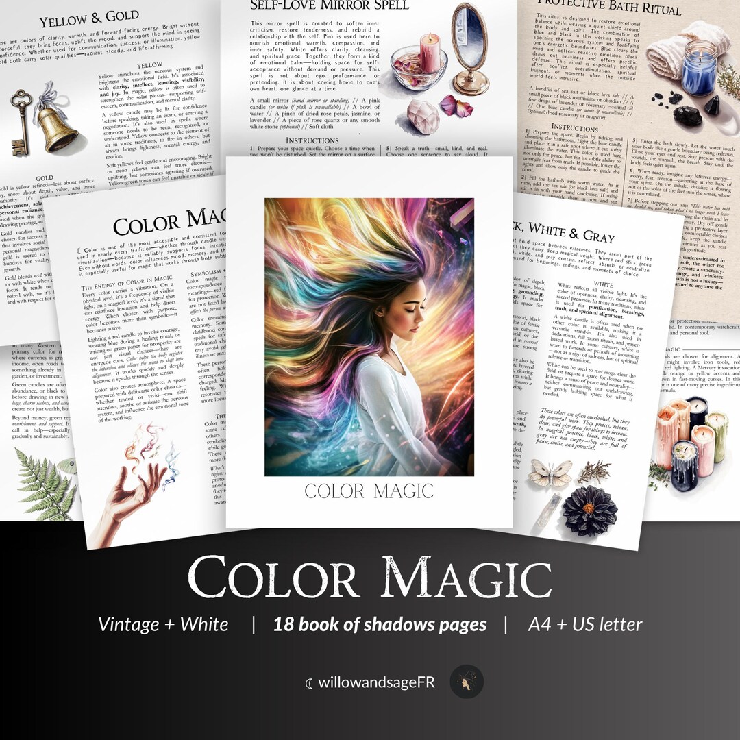 Color Magic Book of Shadows Pages – Color Correspondences, Candle Magic ...