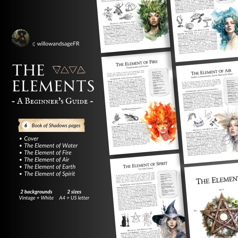 Five Elements Grimoire Pages PDF – Earth, Air, Fire, Water, Spirit ...