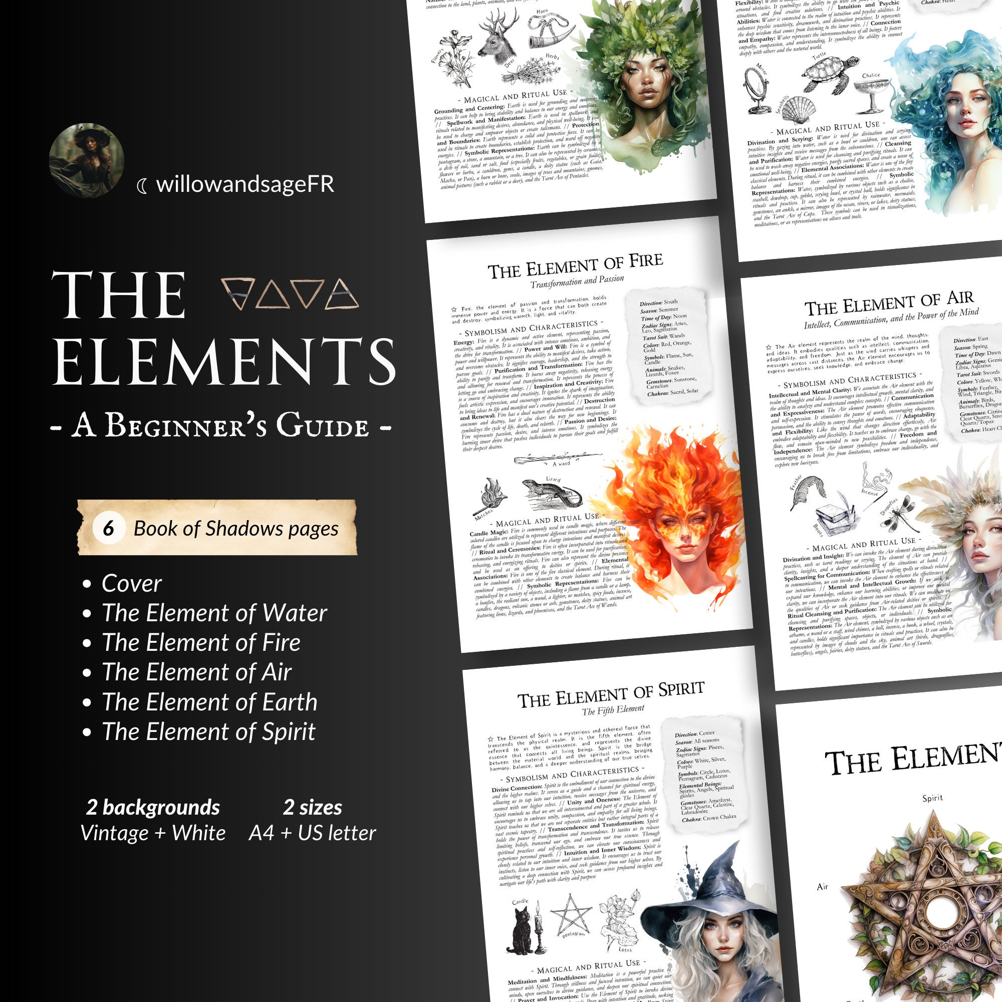 Five Elements Grimoire Pages PDF – Earth, Air, Fire, Water, Spirit ...