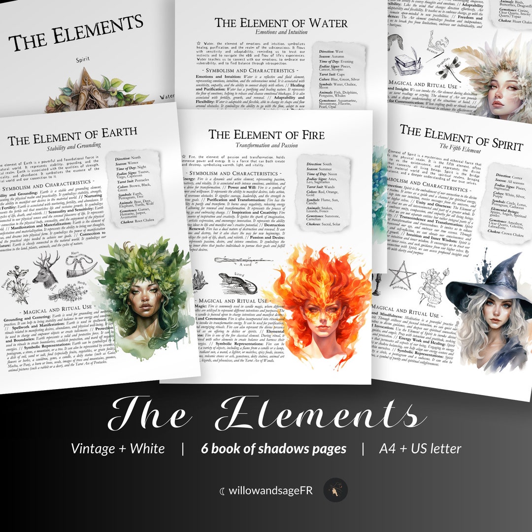 Five Elements Grimoire Pages PDF – Earth, Air, Fire, Water, Spirit ...