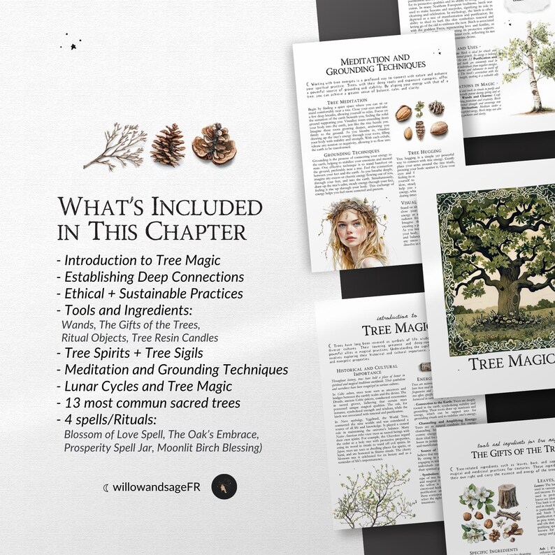 Tree Magic Grimoire Printable – Book of Shadows Pages on Tree Lore ...