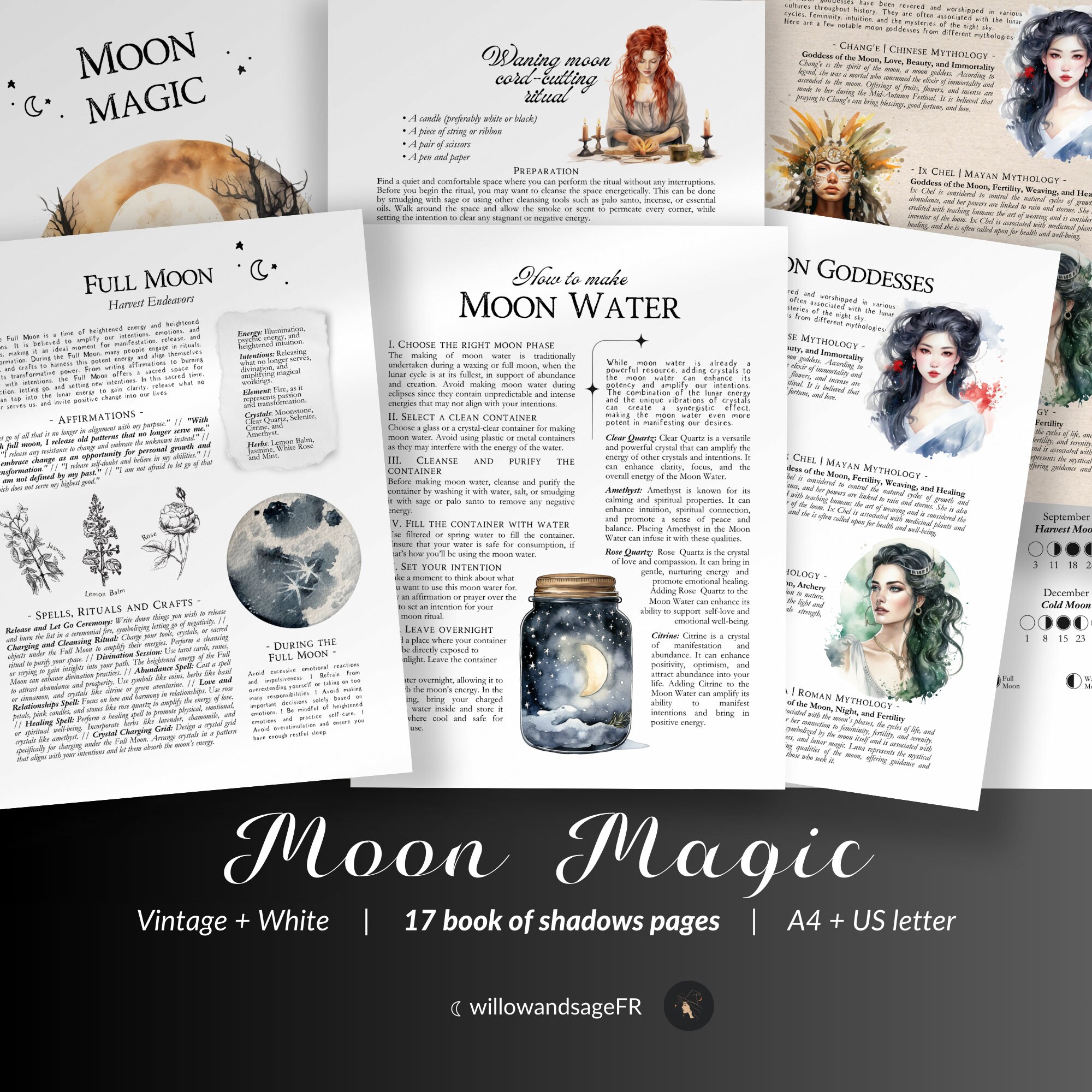 Moon Magic, Moon Water Guide, Lunar Spells, Moon Phases, Printable ...