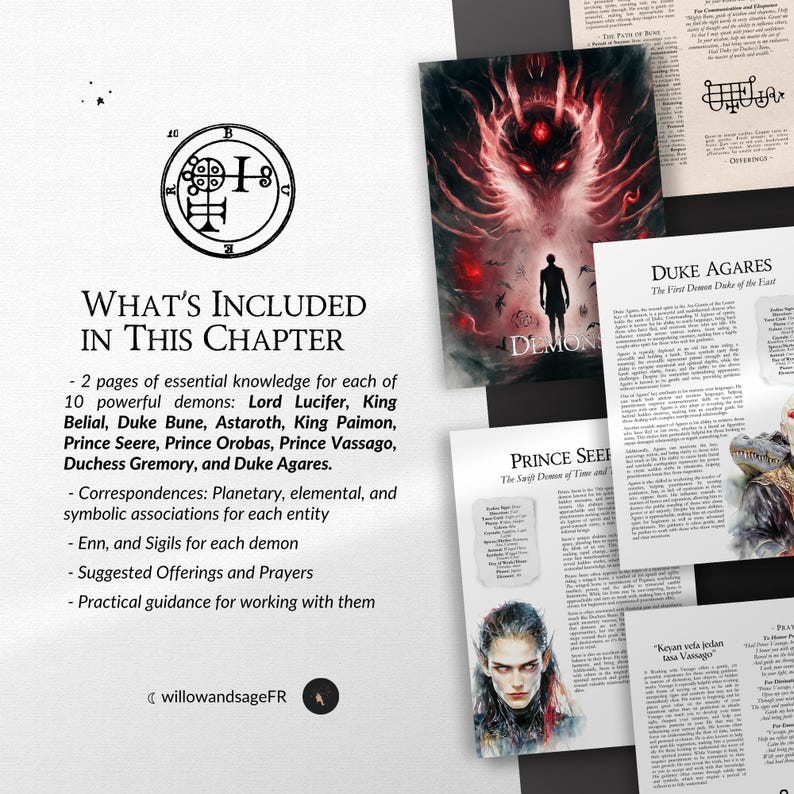10 Demons Vol.1, Demons Grimoire, Grimoire Pages, Lucifer, King Belial ...