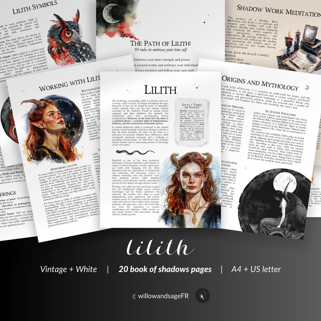 Lilith Book of Shadows Pages – Dark Goddess Archetype, Feminine Power ...