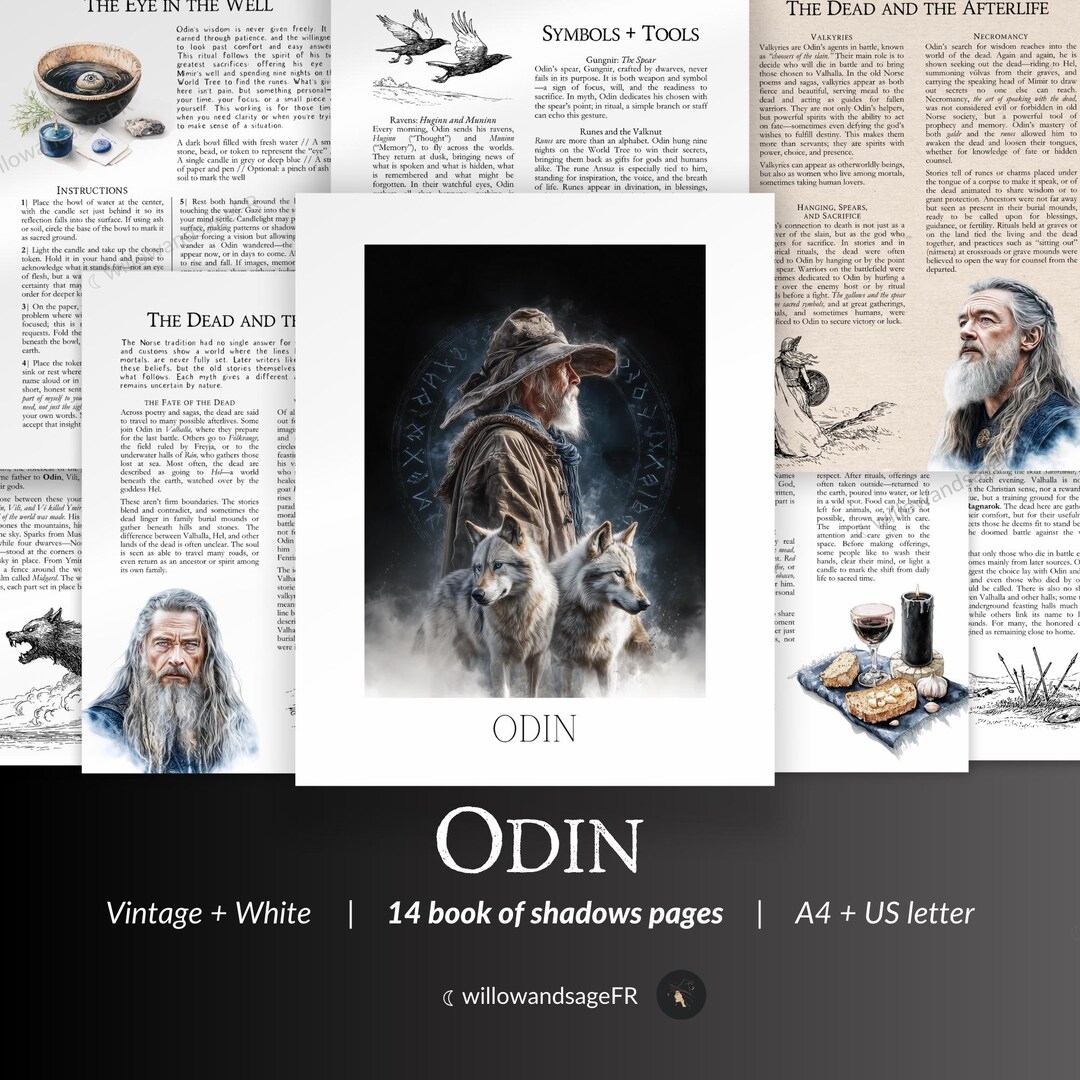 Odin Norse God Grimoire PDF - Book of Shadows Printable, Norse Magic ...