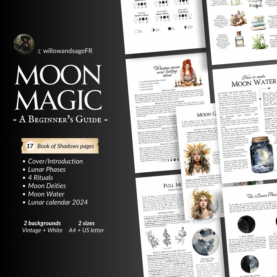 Moon Magic, Moon Water Guide, Lunar Spells, Moon Phases, Printable ...
