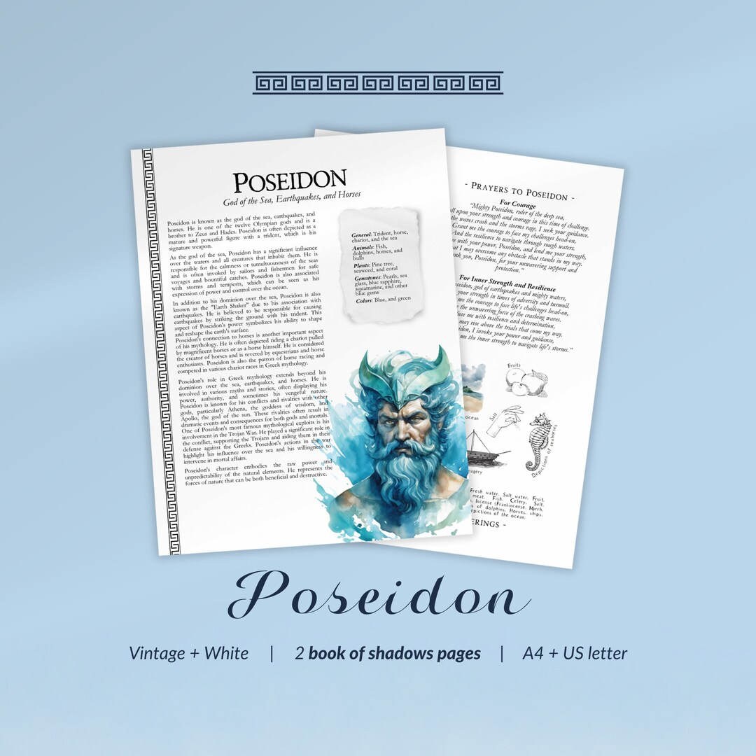 Poseidon God, Poseidon Book of Shadows Printable, Book of Shadows ...
