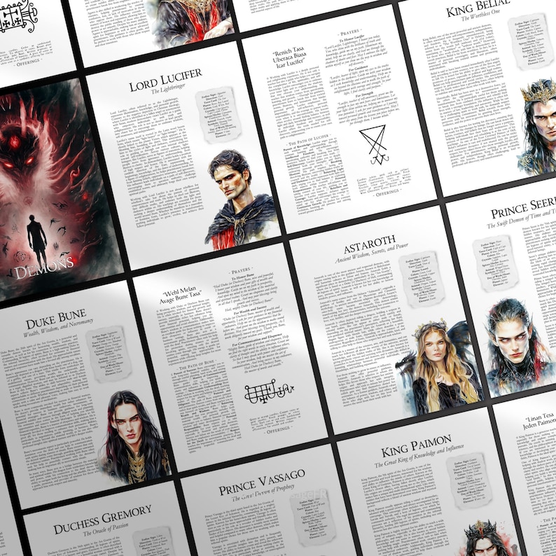 10 Demons Vol.1, Demons Grimoire, Grimoire Pages, Lucifer, King Belial ...