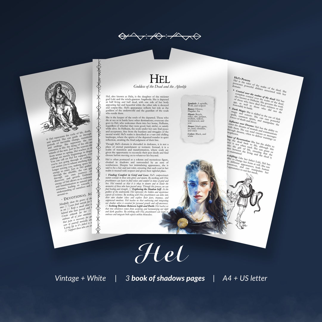 Hel Goddess, Hel Book of Shadows Printable, Book of Shadows, Norse ...