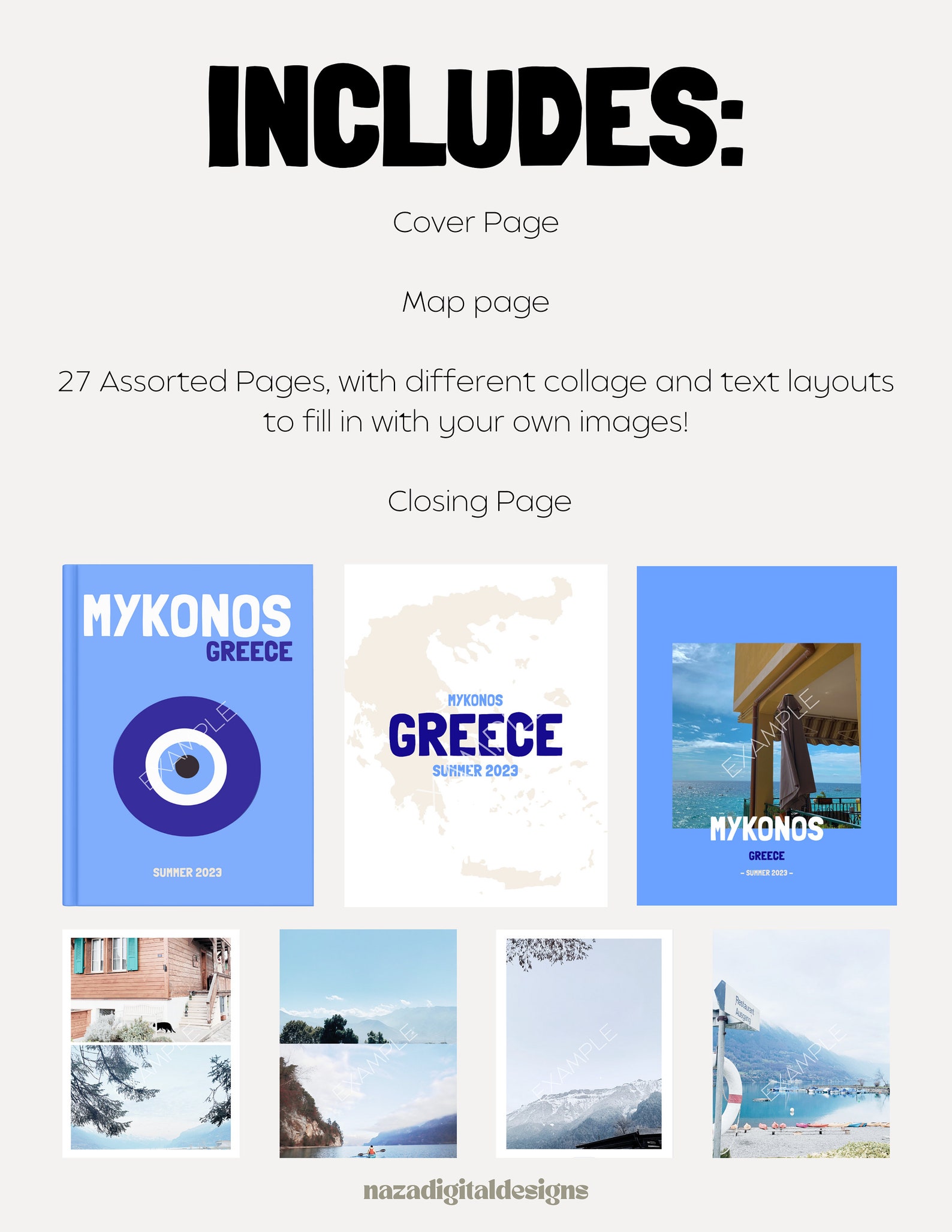 Mykonos Greece Travel Photo Book Canva Template, Assouline Aesthetic ...