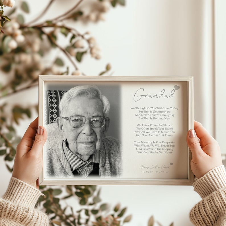 Grandad Remembrance Photo Frame, Grandad Remembrance Gift & Memorial ...