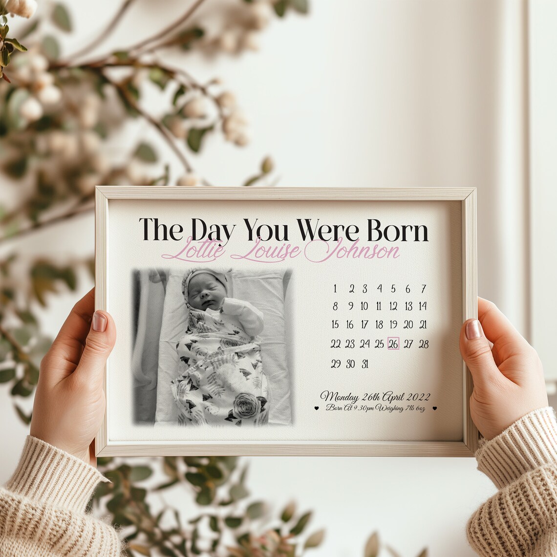 The Day You Were Born Photo Frame, New Baby Gift, New Baby Frame, New ...