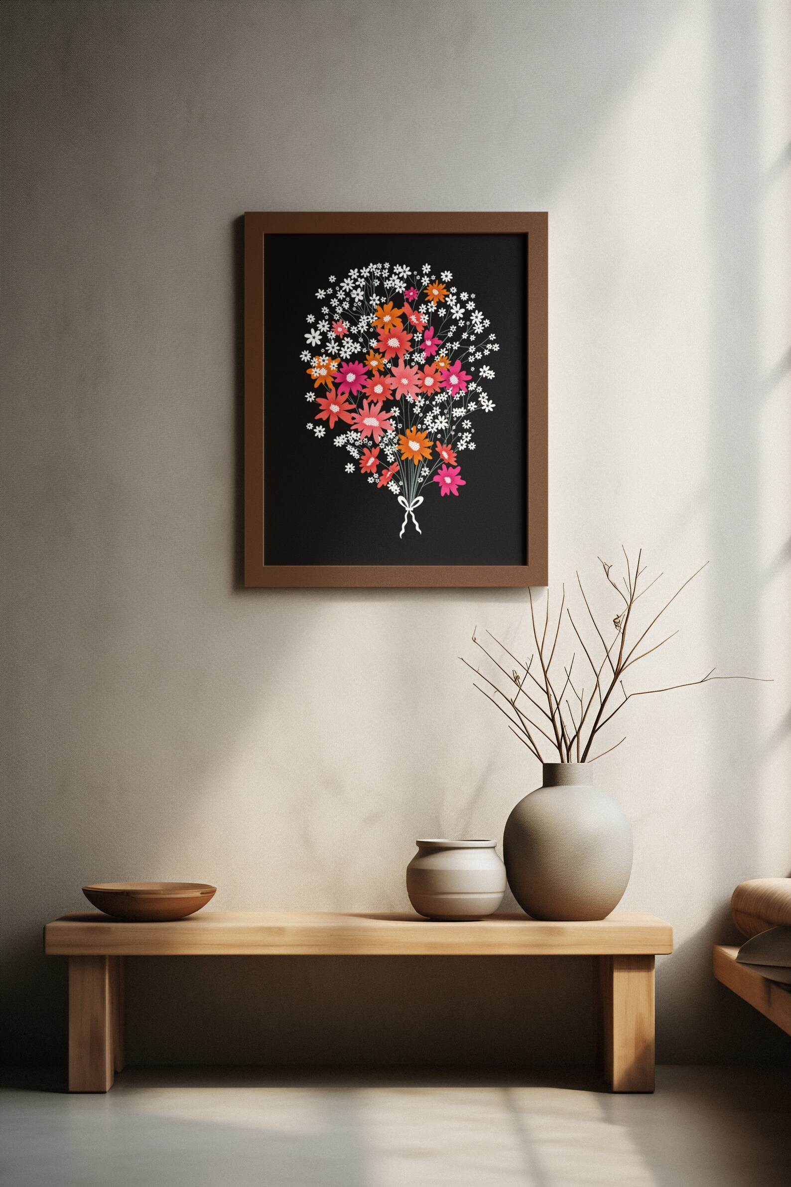 Midnight Bouquet - Bold Floral Art Print, Eclectic Home Decorating ...