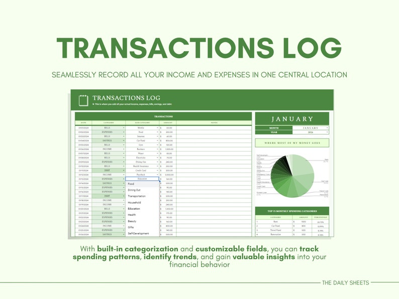 2024 Monthly Google Sheets Budget Finance Dashboard Personal Finance ...