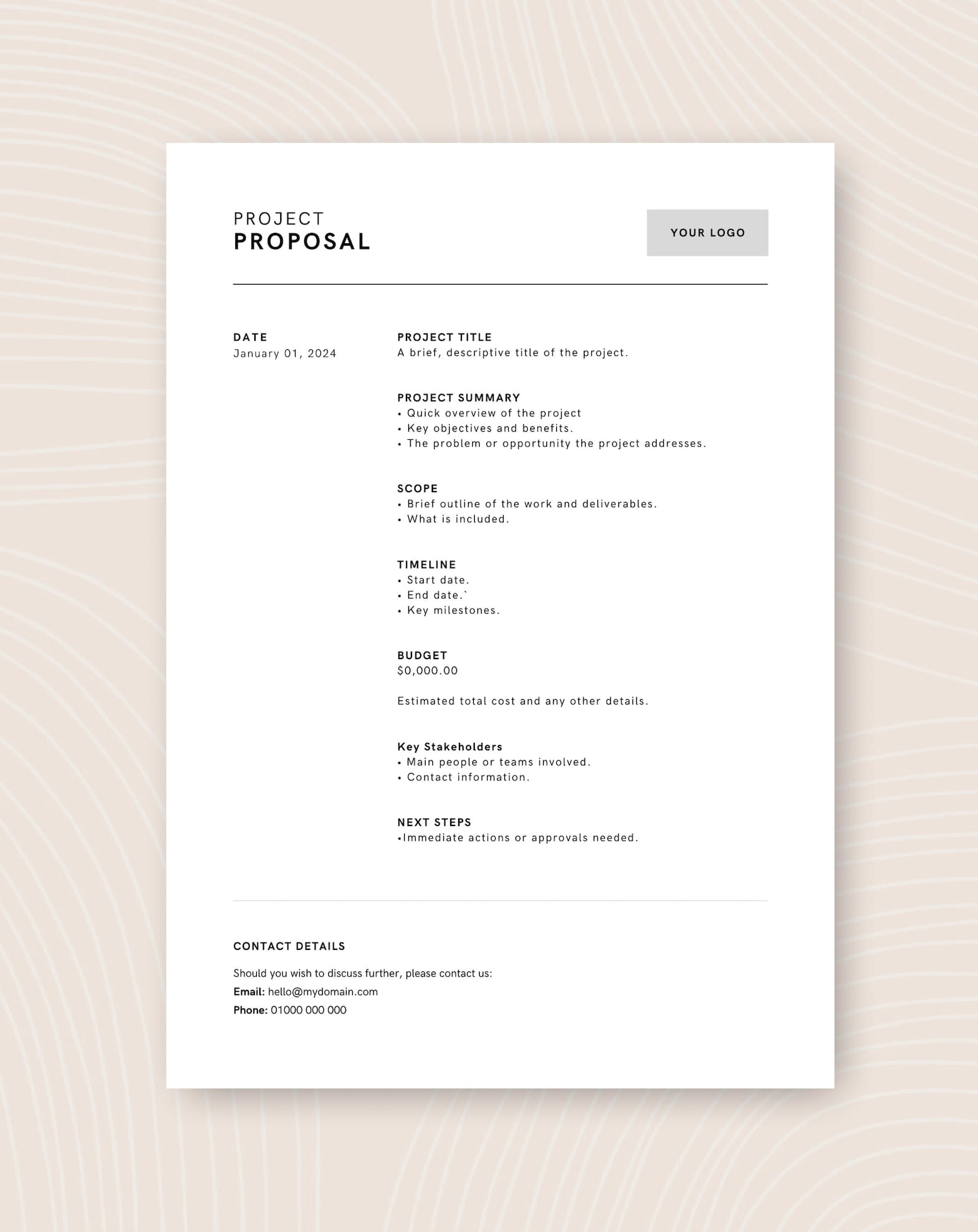 Editable Proposal Template, Professional Proposal Template, Small ...