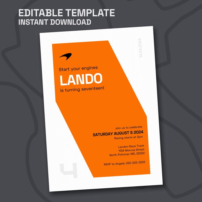 Lando Norris Invitation - Etsy