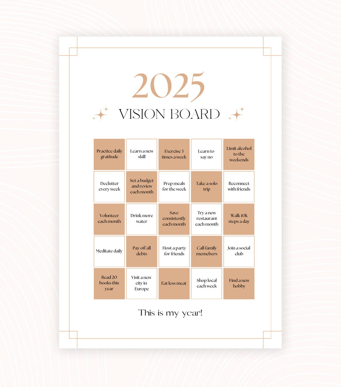 2026 Vision Board, News Years Resolutions, Bingo Card, Affirmations ...