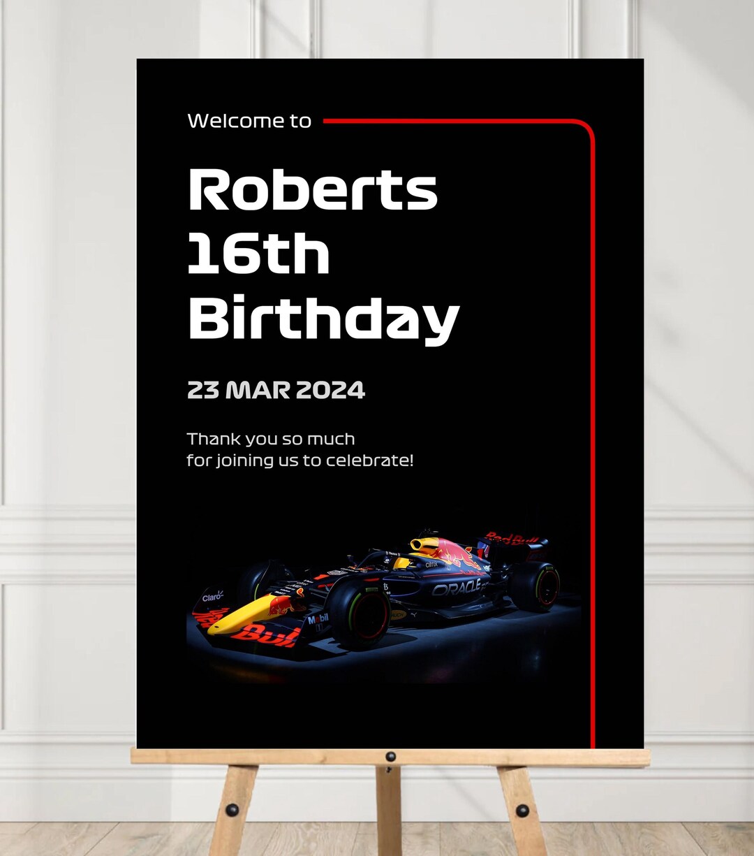 Formula 1 Birthday Party Welcome Sign, 16th, 18th, 21st 30th, 40th ...