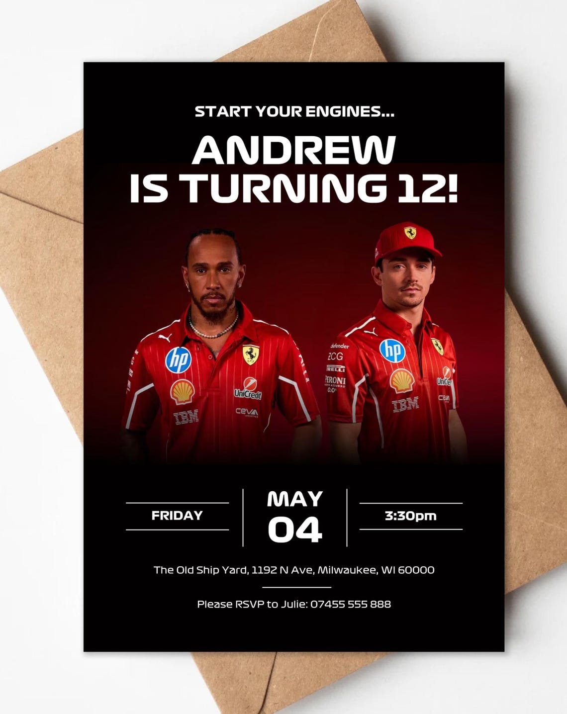 Ferrari F1 Birthday Invitation: Race Car Party, Editable Template - Etsy