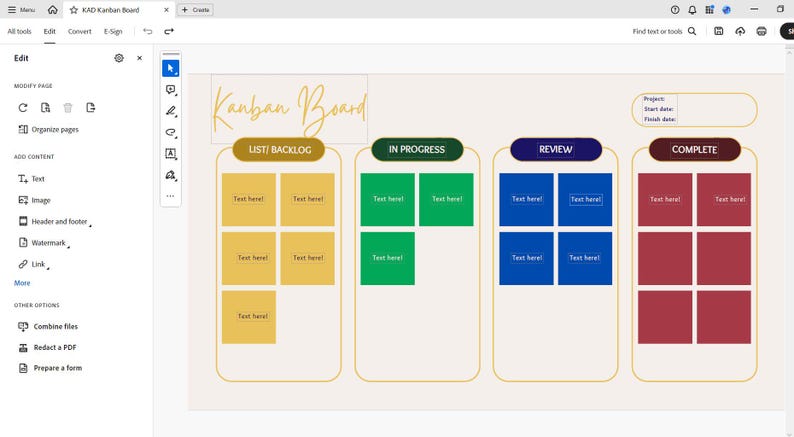 Kanban Board Planner Digital Copy and Copy to Print - Etsy