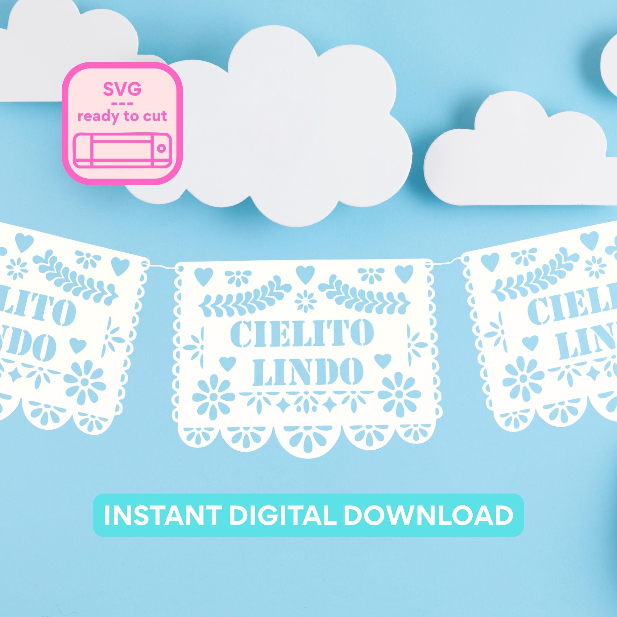 Cielito Lindo Baby Shower Papel Picado Banner: Editable SVG (digital ...