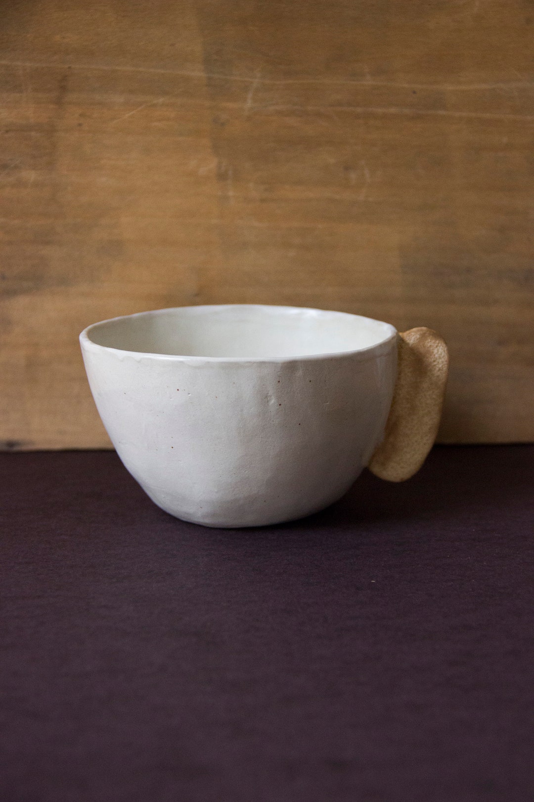 Large Hand-built White Ceramic Tea Cup - Etsy