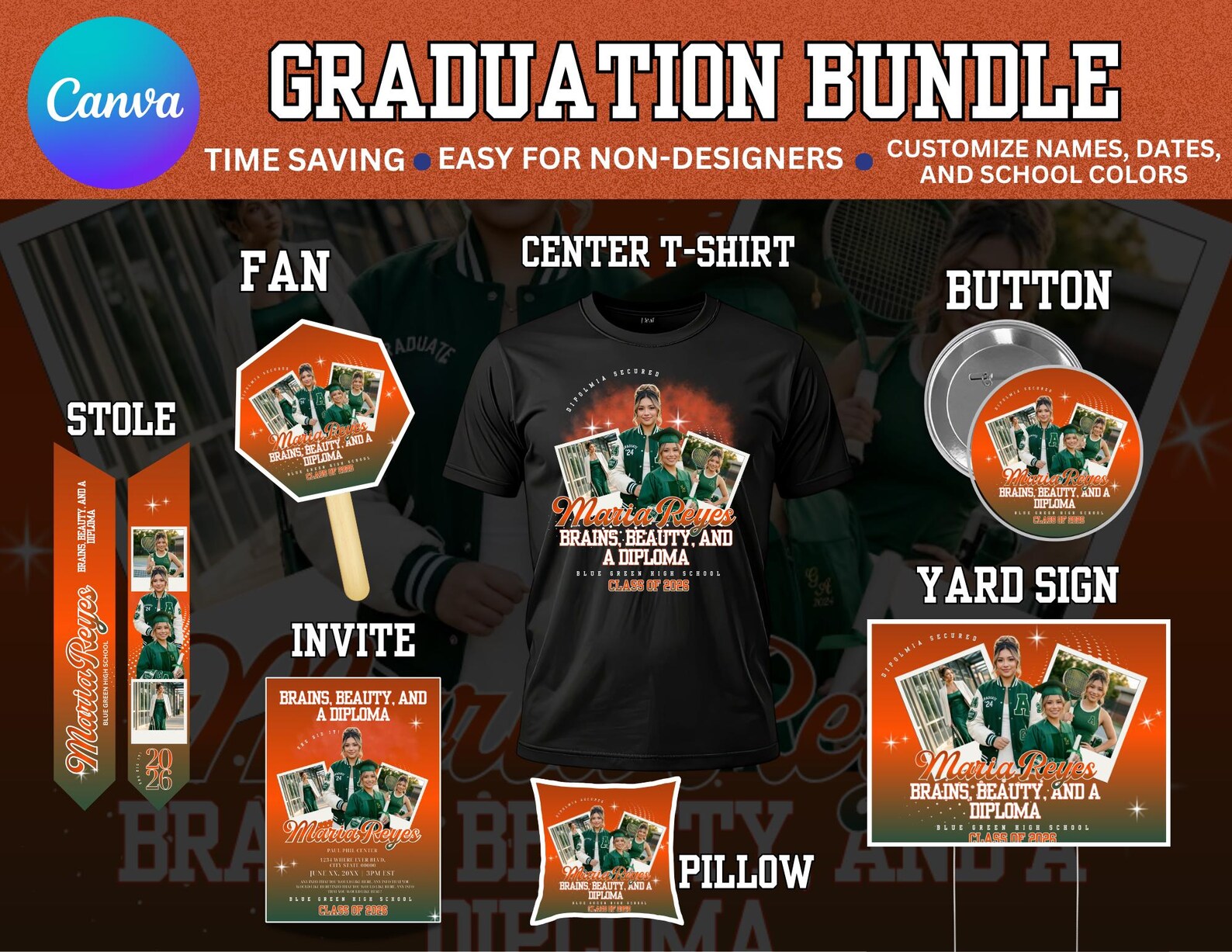 Graduation Mega Bundle Templates, Graduation Editable Design Templates ...