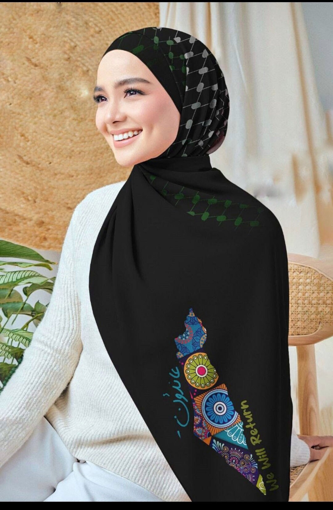 Elegant Chiffon Hijab With Palestine Map - Etsy