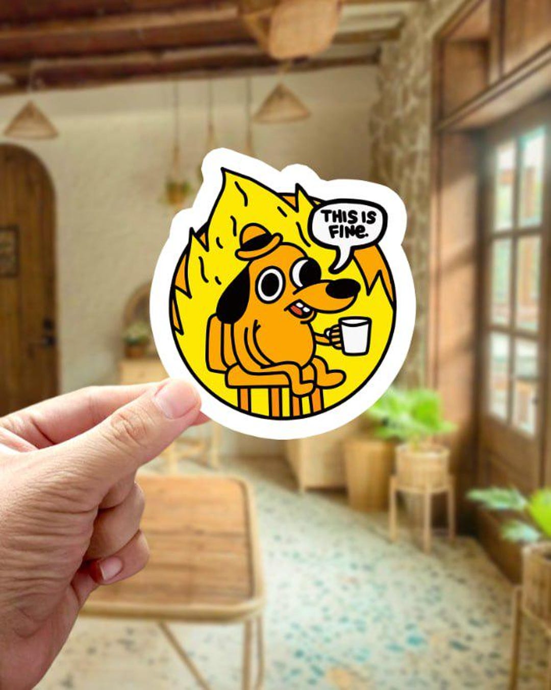 This is Fine Sticker, Funny Dog on Fire Sticker - Etsy
