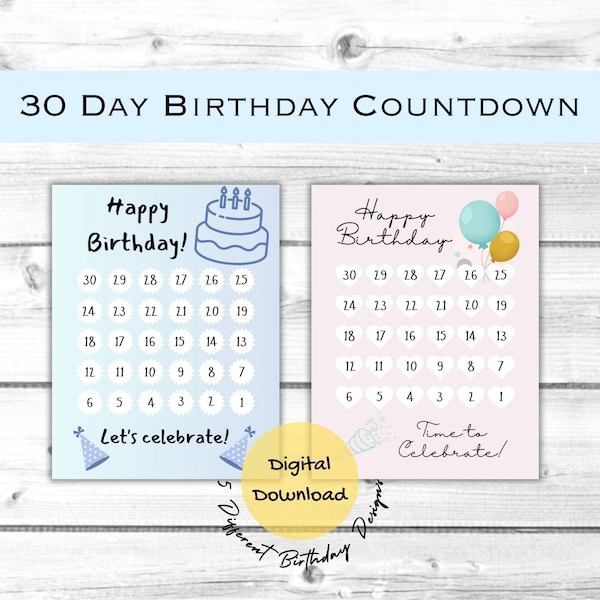 Birthday Countdown Calendar for Kids (You'll Love) - Etsy