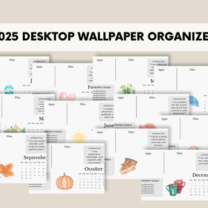 2025 Desktop Organizer Wallpaper: Monthly Calendar (digital Download ...