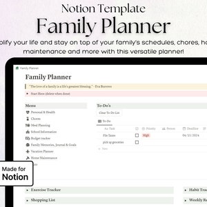 Ultimate Family Planner Notion Template: With Chores, Meal Planning ...
