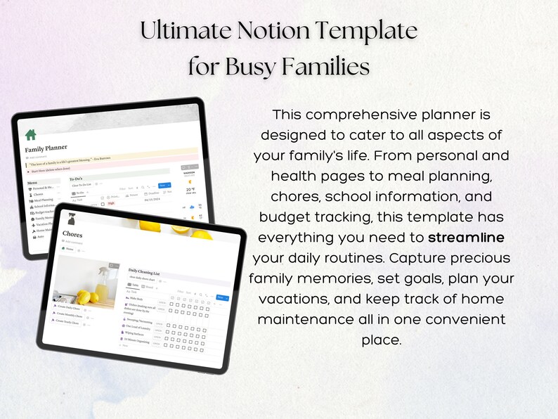 Ultimate Family Planner Notion Template: With Chores, Meal Planning ...