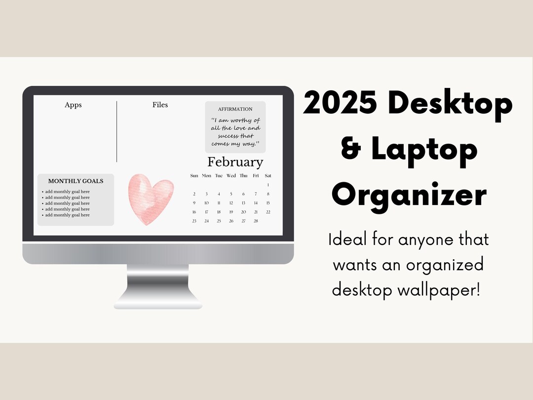2025 Desktop Organizer Wallpaper: Monthly Calendar (digital Download ...
