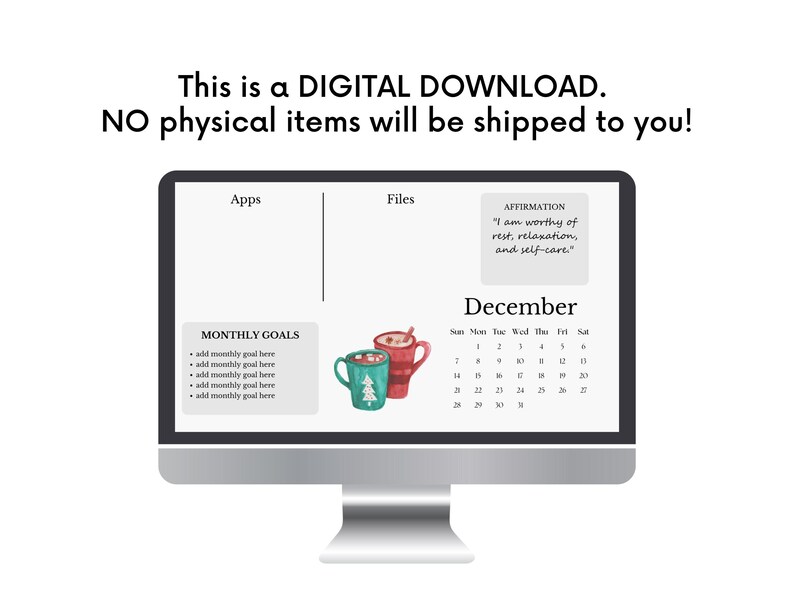 2025 Desktop Organizer Wallpaper: Monthly Calendar (digital Download ...