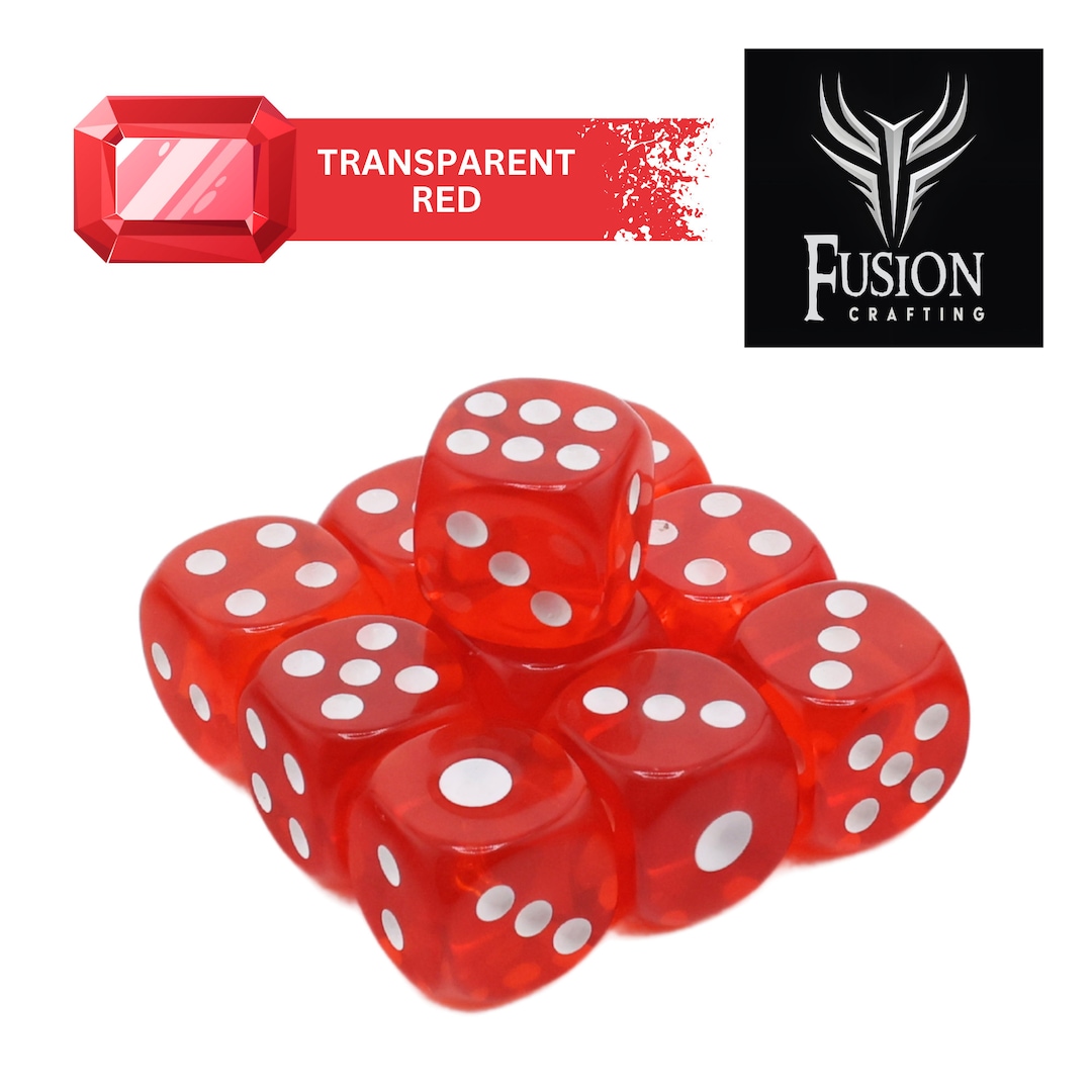 Transparent Red Dice X10 Game Dice 12mm Round Edge Dice D&D Warhammer ...