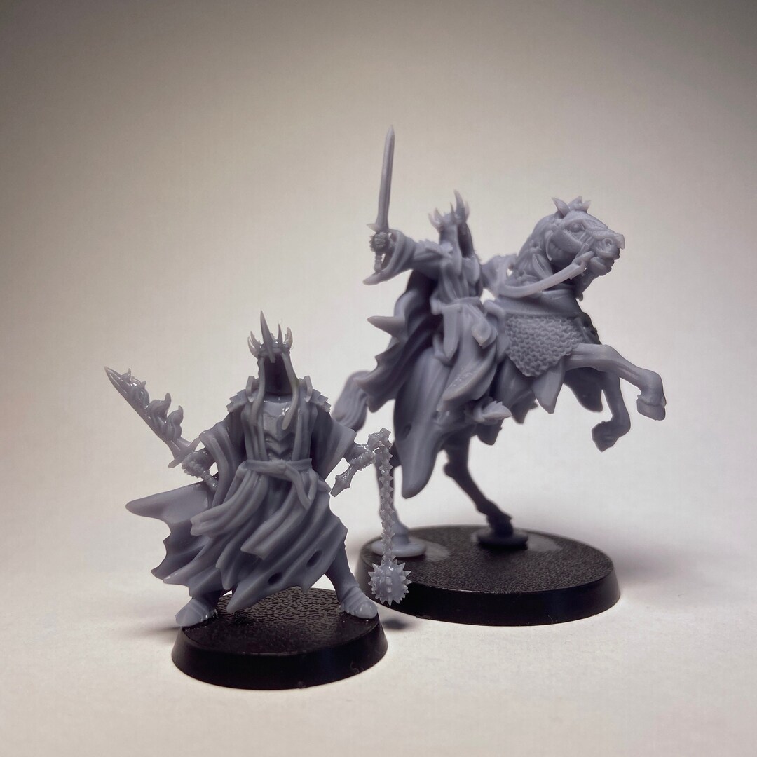 The Witch King on Foot & Mounted 28mm Scale Miniature Lord of the Rings Inspired Designed by Kzk ...